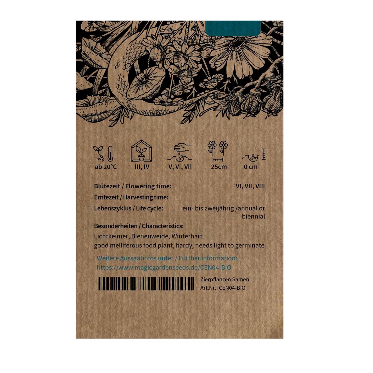 Centaura menor (Centaurium erythraea) orgánica semillas